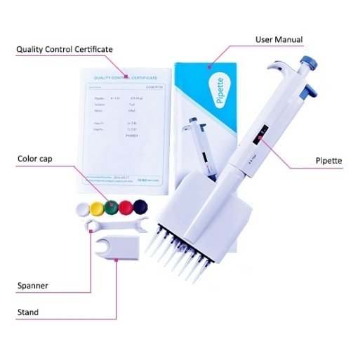 Multichannel Micropipette, 8/12 Channel, 0.5-10µl/5-50µl/50-300µl ...